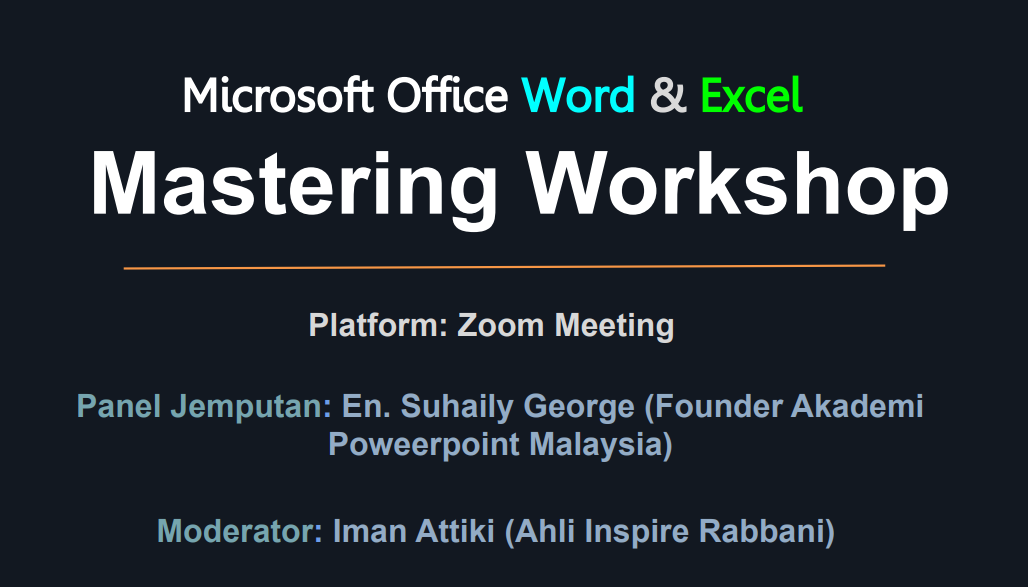 Mastering Workshop bersama Persatuan Mahasiswa Islam UPM – Penceramah ...